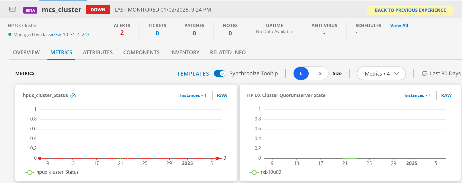 Hp Ux Cluster Opsramp Documentation
